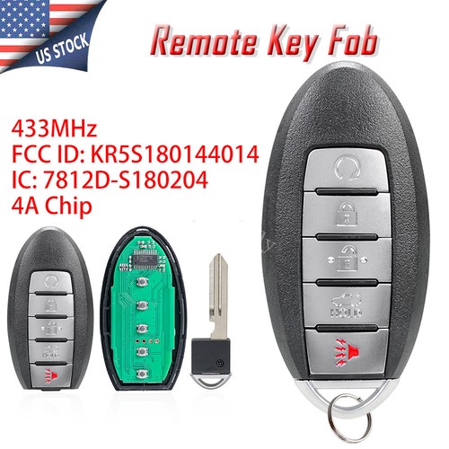 5Btn Remote Car Key Fob 433MHz + 4A Chip for Nissan Altima Maxima 2016 ...