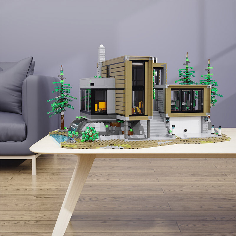 Modern House Forest Villa Building Blocks Set Architecture with ...