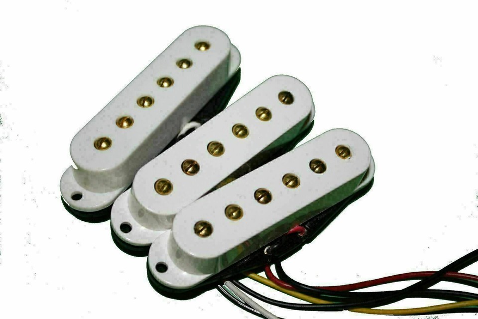 G.M. S-90's Single Coil Sized P-90's with Gold Pole Pieces White Covers ...