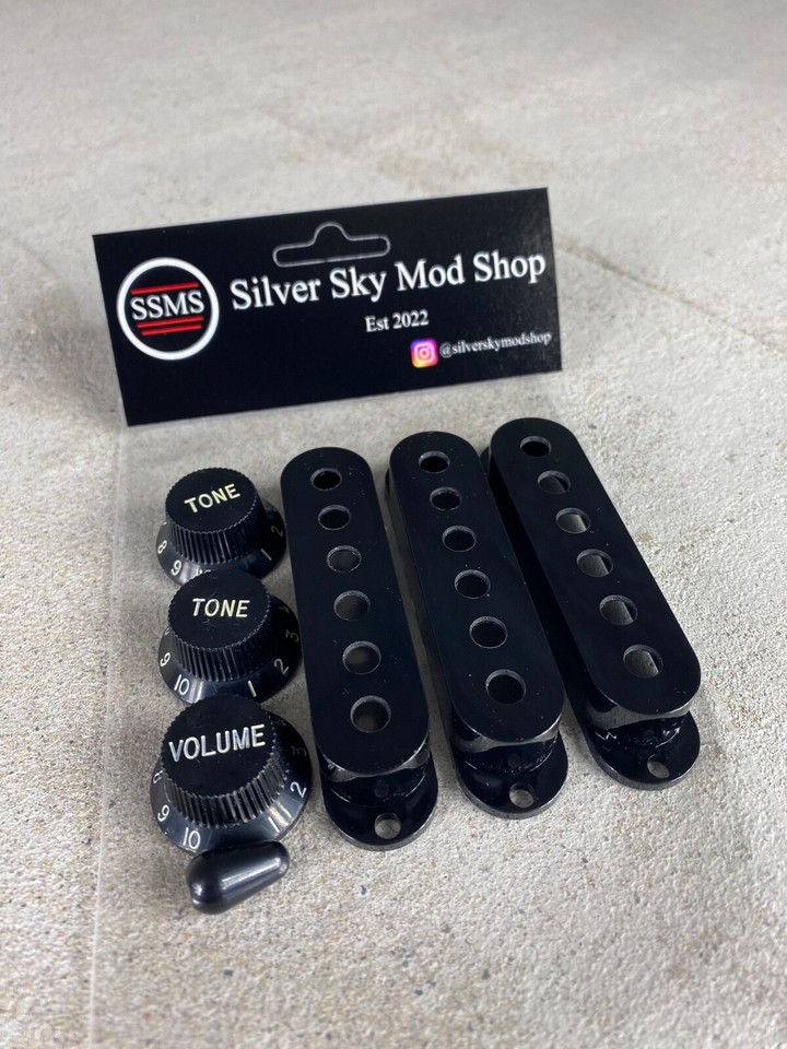 SILVER SKY SE PICKGUARD, BACKPLATE, TRC BLACK PEARLOID & PICKUP COVERS ...