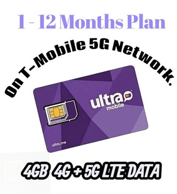 Ultra Mobile sim card with 4 GB 1 TO 12 Months Plan Included | eBay
