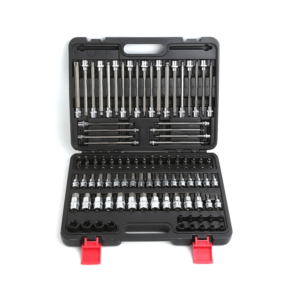 "107pcs 1/4"" 3/8"" 1/2"" Drive Bit Socket Set SAE & Metric Torx Hex ...