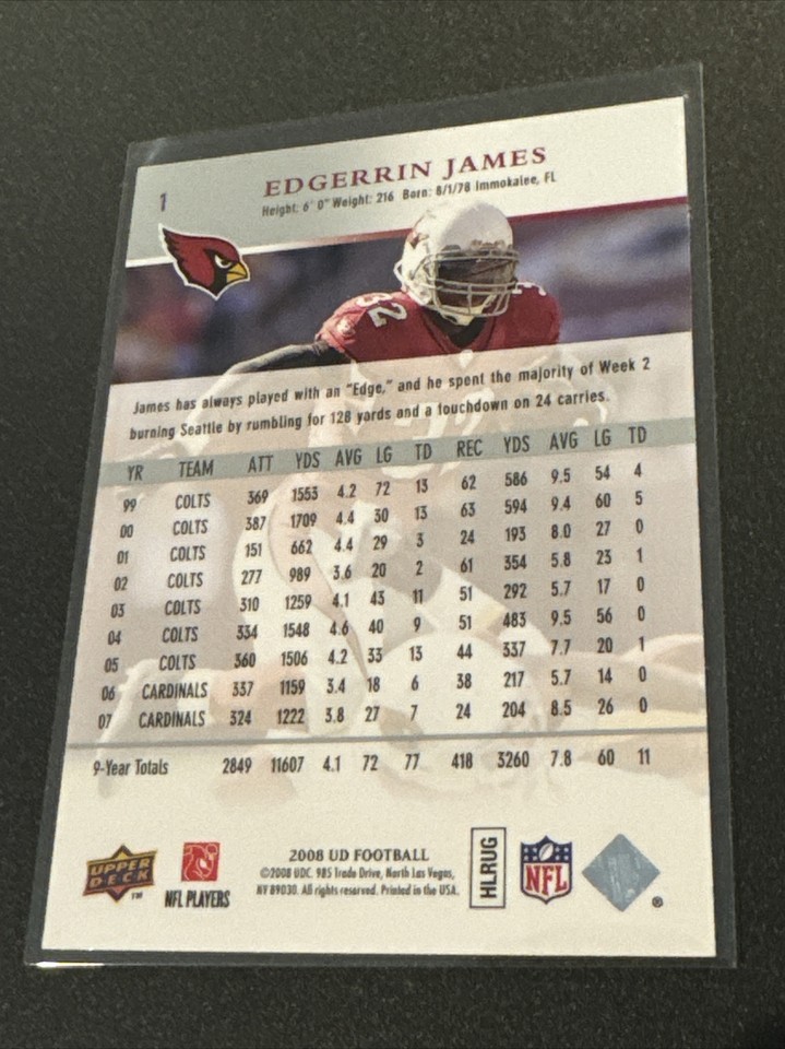 2008 Upper Deck Edgerrin James Base Card NM | eBay