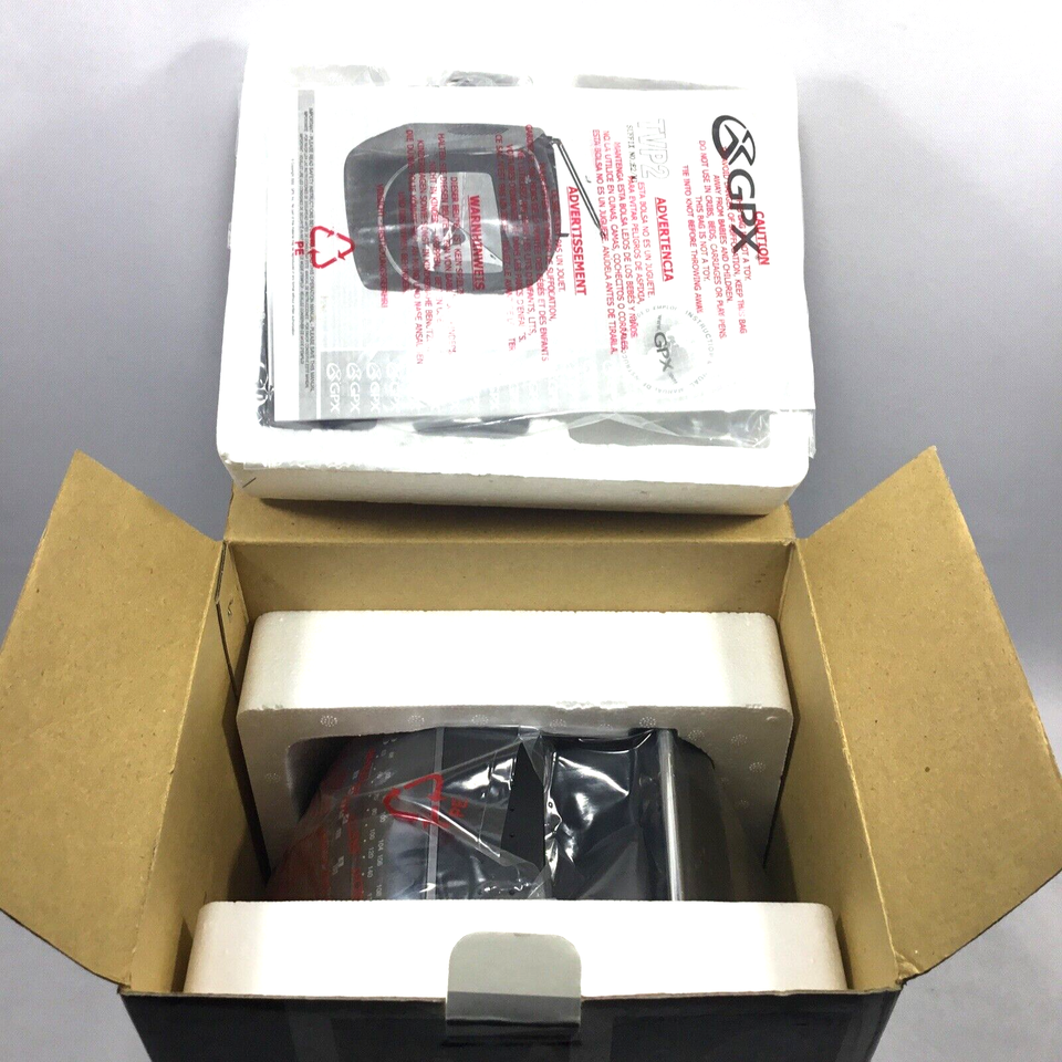 Vintage Black & White 5 1/2" GPX TVP2 Portable TV With AM FM Radio Gray ...