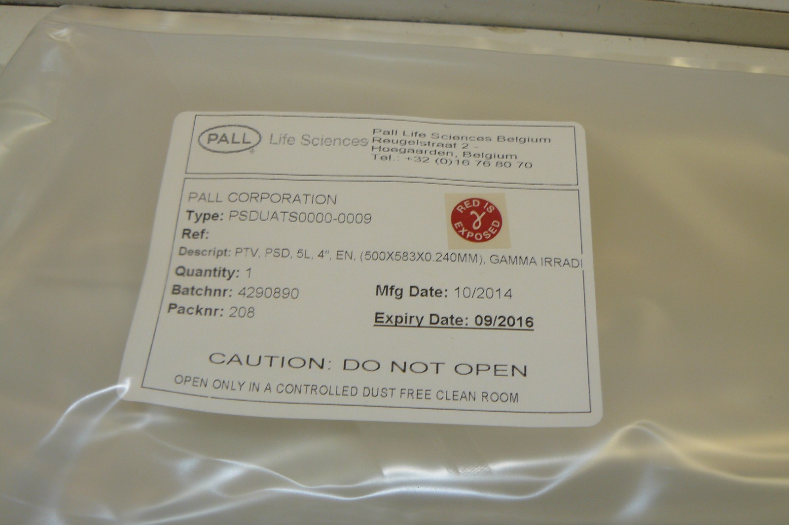 PALL PSDUATS0000-0009 PSD FILM POWDER BAGS 5 LITER 4" CLAMP PTV PSD NEW ...