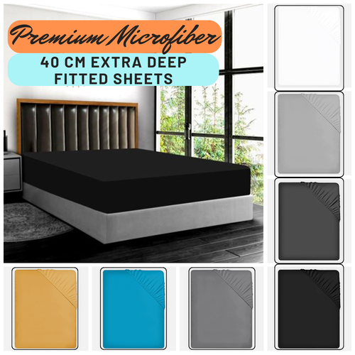 40 cm Extra Deep Full Fitted Sheet Double Ultra Soft Bed Sheets King ...