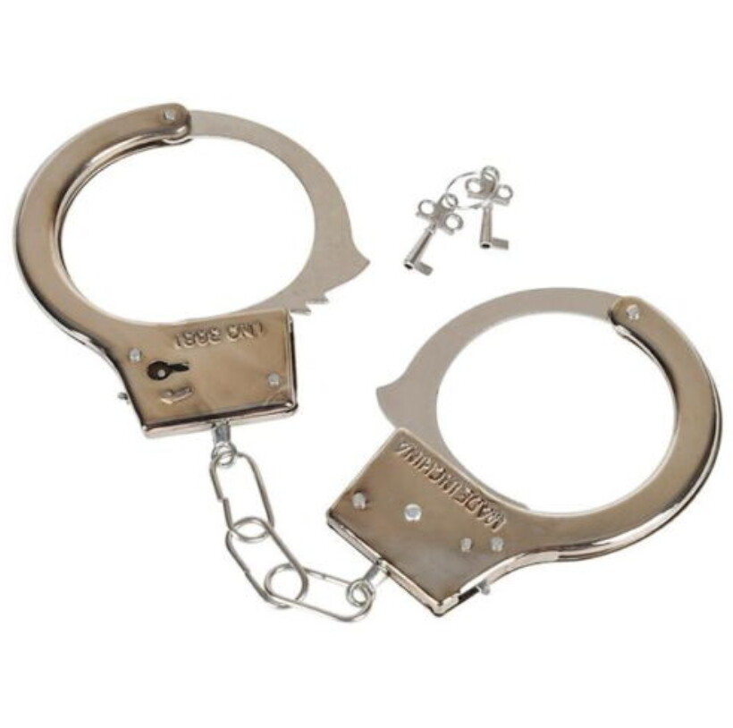 1 Steel Handcuffs Metal Toy 2 Keys Hot Pretend Hand Cuffs Play Bulk USA ...