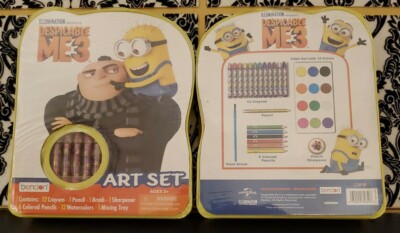 TWO Benson Despicable Me 3 Minion Art Set Crayons Paint Pencils Brush ...