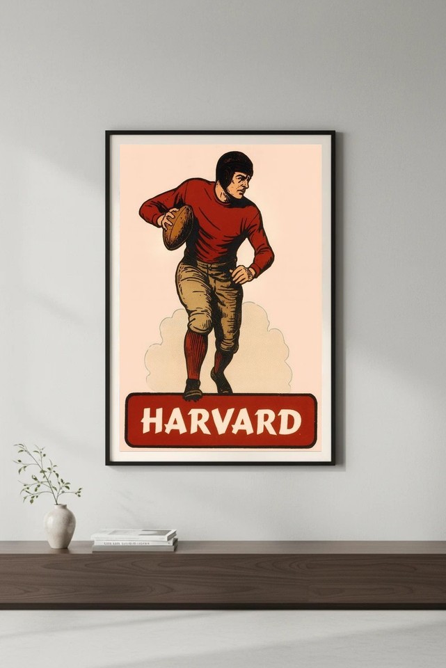 🏈 Vintage Harvard Football Poster - 24x36” Premium Matte 200 GSM Paper🗞 ...