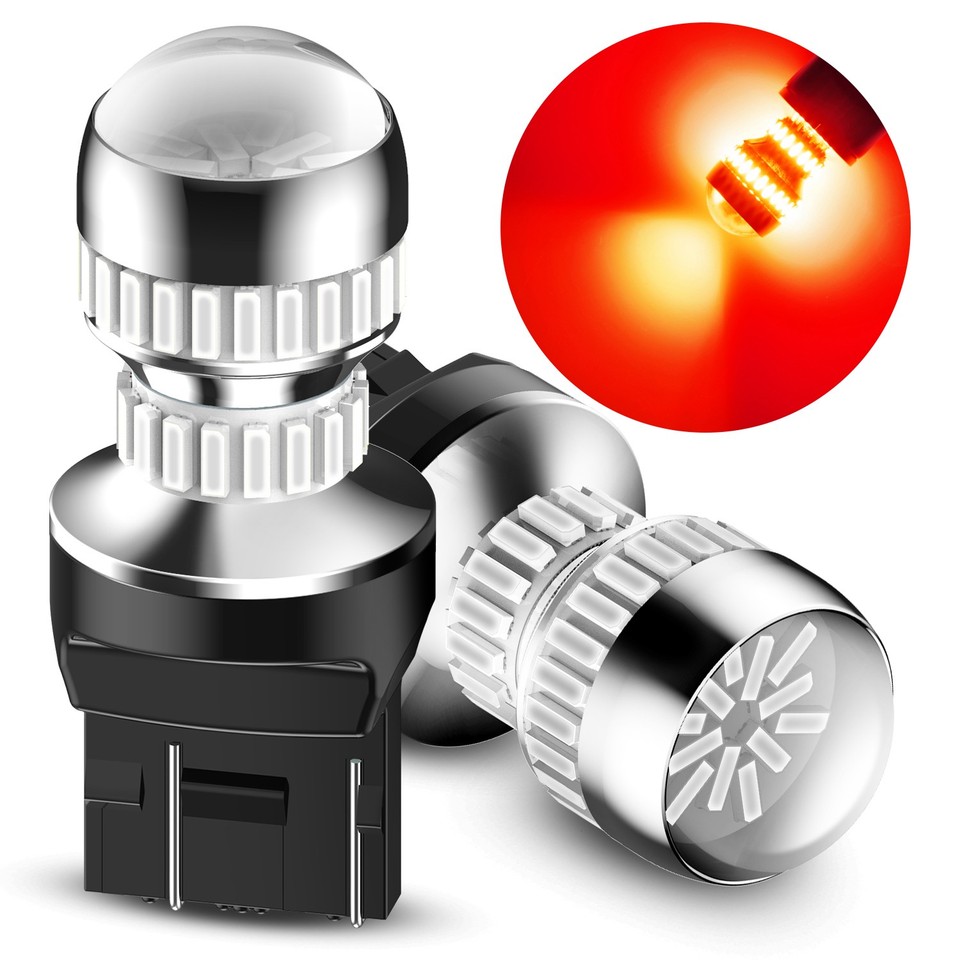 4PCS AUXITO 7443 Flash Red Lamp LED Brake Tail Strobe Light Bulb ...