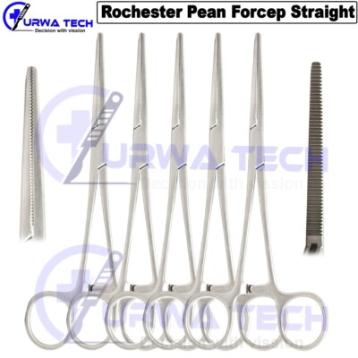 5× Pean Rochester Straight Forceps 8" Hemostat Surgical Premium ...