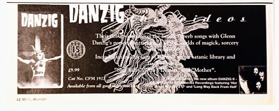 DANZIG~THE VIDEOS~ORIG 1990 PROMO AD ADVERT PINUP CLIPPING~SHE RIDES/AM ...