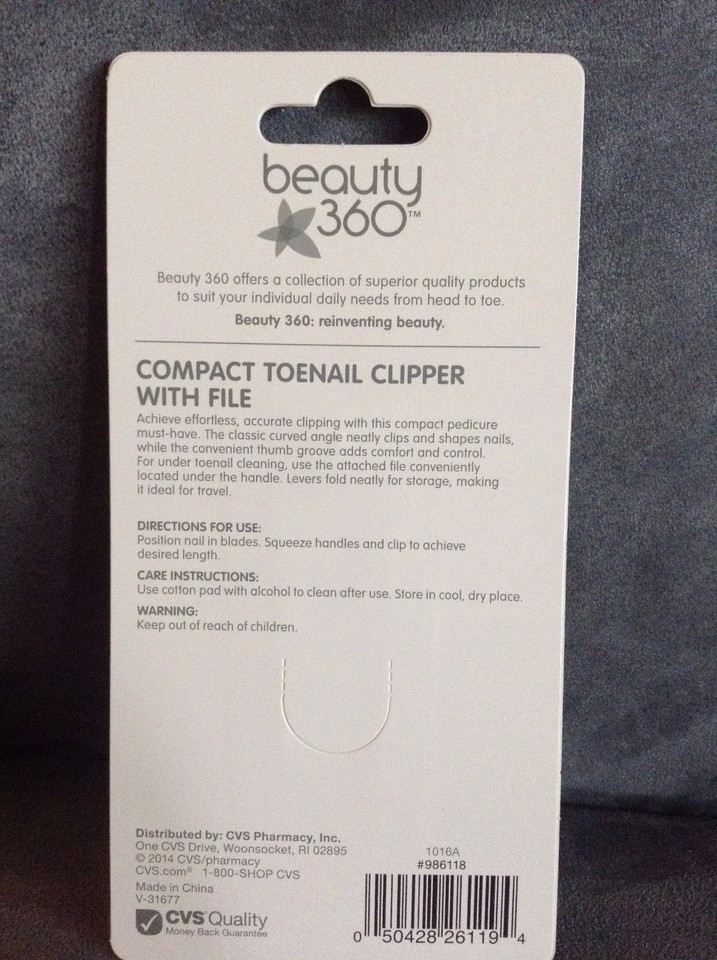 CVS BEAUTY 360 COMPACT TOENAIL CLIPPER WITH FILE - BRAND NEW IN PACKAGE ...