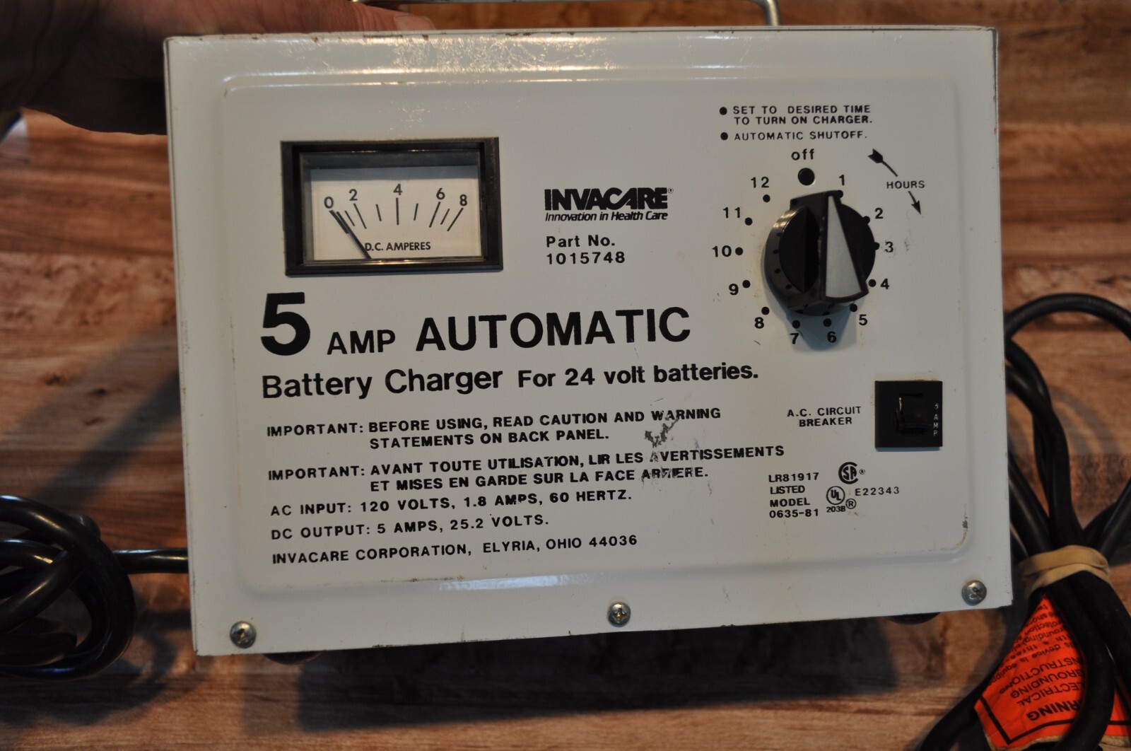 Invacare Battery Charger 24v 5 Amp Model 0635-81 E22343 for sale online ...