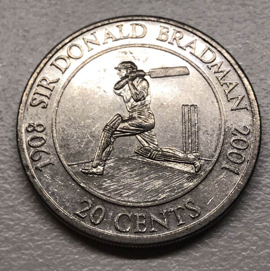 2001 Sir Donald Bradman 20 Cent Coin Low Mintage Circulated 2001-sir-donald-bradman-20-cent-coin-low-mintage-circulated