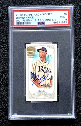 1/1 PSA 9 2019 DAVID PRICE TOPPS ARCHIVES SIGNATURE 2012 MINI AUTO ...
