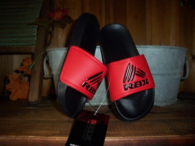 RBX BOYS RED AND BLACK SLIDE SANDALS SHOES SIZE 12 POOL SPORTS OUTDOOR ...