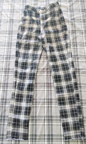 H&M Divided Womens Juniors? Plaid Pants Black White Size 0 | eBay