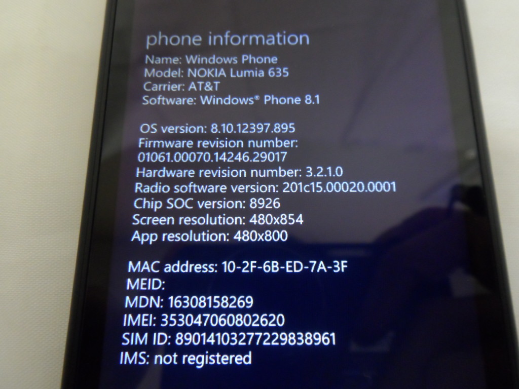 Nokia Lumia 635 Specifications