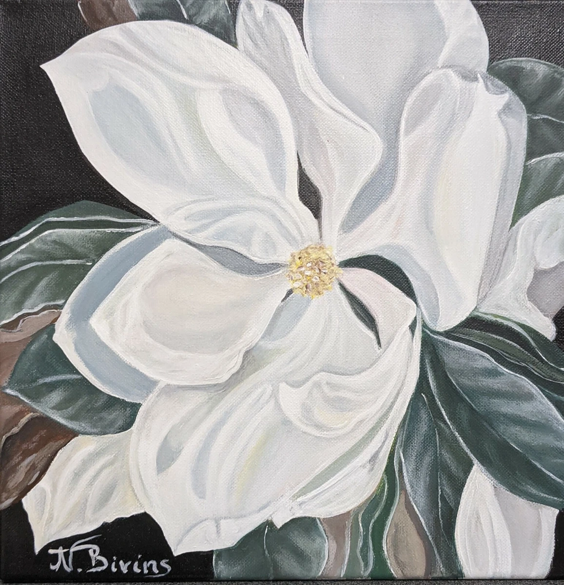 White Magnolia Flower Painting