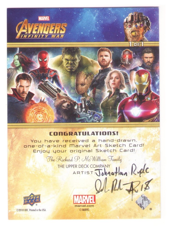 2018 Upper Deck Avengers Infinity War Sketch Card Sandman by Johnathan ...