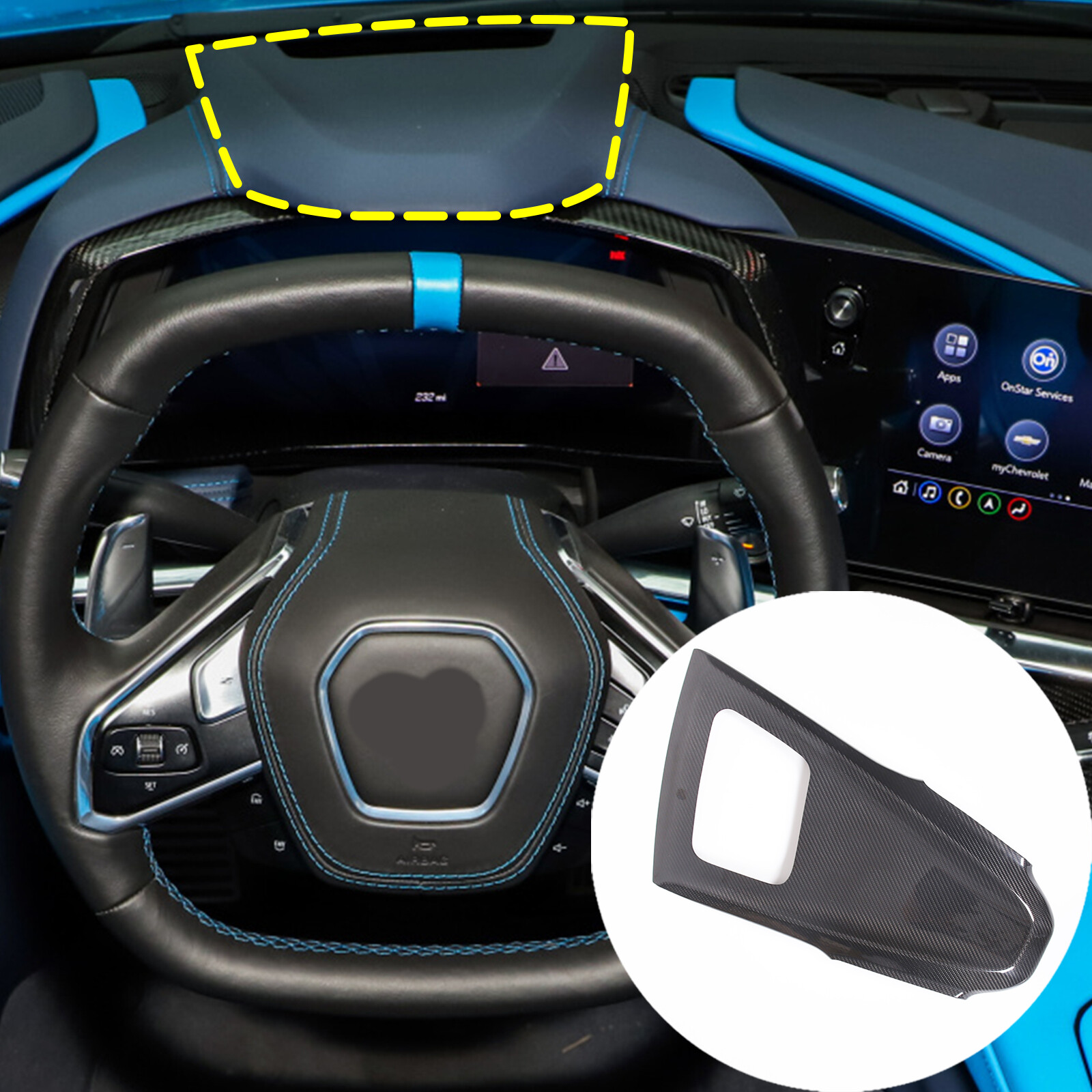 Carbon Dash Instrument Cover Trim W/ HUD For Corvette C8 Z06 Z51 ...
