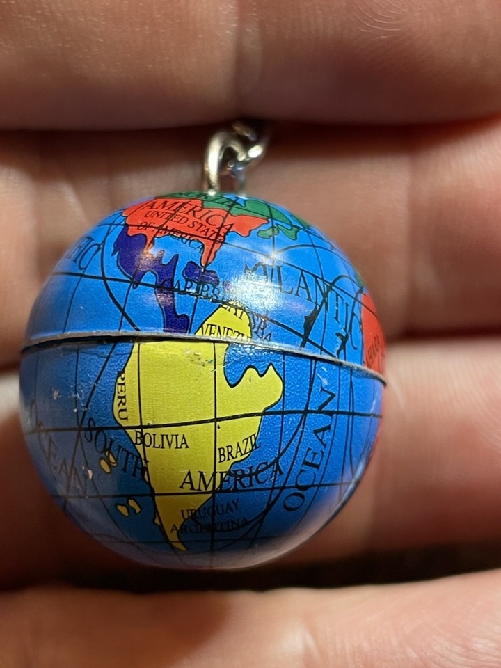 Vintage Globe World Keychain Key Chain Key Ring Fob Hangtag - 1970s ...