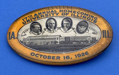 Vintage 1926 University of Illinois vs. Iowa 17th Annual Homecoming Pin ...
