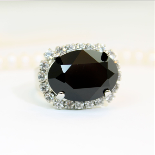 3CT Oval Lab-Created Black Diamond 14K White Gold Finish Engagement ...