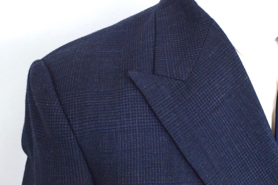HACKETT MAYFAIR x FOX BROTHERS Navy Glen Check Hopsack Jacket Size 40R ...