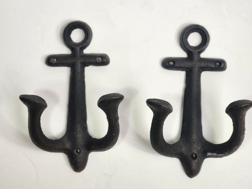 Ship Anchor Double Wall Hook Cast Iron Rustic Nautical Beach Decor Antique Style | eBay