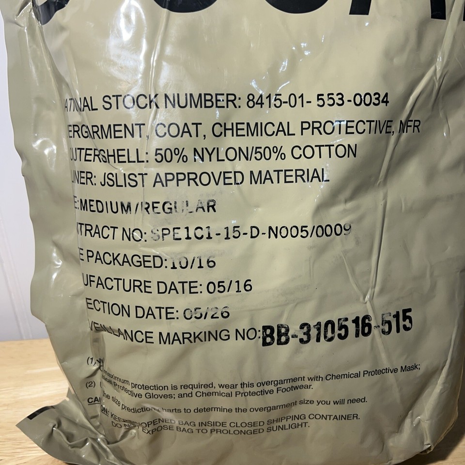 Military OverGarment Chemical Protective NFR D Coat 8415-01-553-0034 ...