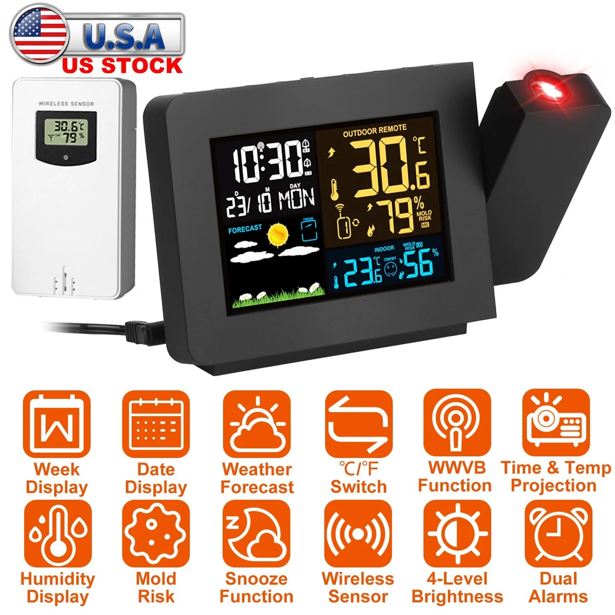 Atomic Alarm Clock With Ceiling Display | Shelly Lighting