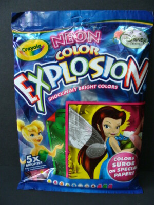 NEW Crayola Disney Fairies NEON Color Explosion 18 Sheets 8 Markers ...