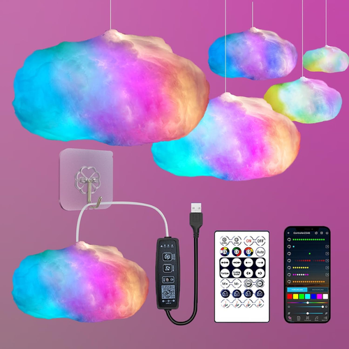 RGB Cloud Led Lights with 2.4G Remote and Bluetooth APP Changing Color ...