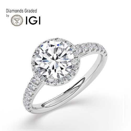 IGI,D/VS1, 2CT Solitaire Lab-Grown Round Diamond Engagement Ring, 18K ...