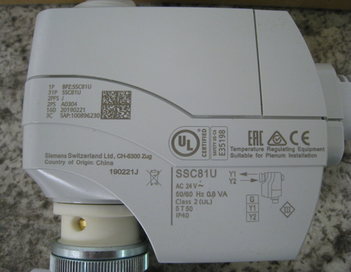 Siemens POWERMITE Ssc81u Actuator With 3/4" Valve E35198 for sale ...