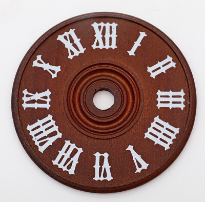Wood Cuckoo Clock Dial 2 3/4" 70 mm Diameter Brown Silk Screen White ...