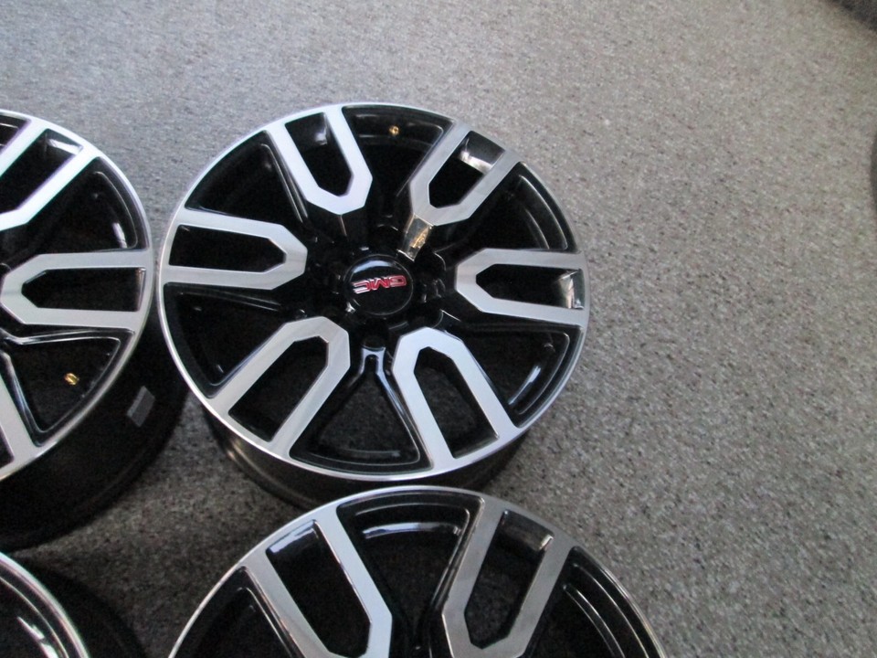 20" GMC CHEVY 1500 FACTORY OEM WHEELS RIMS SET BLACK MACHINED AT4 | eBay