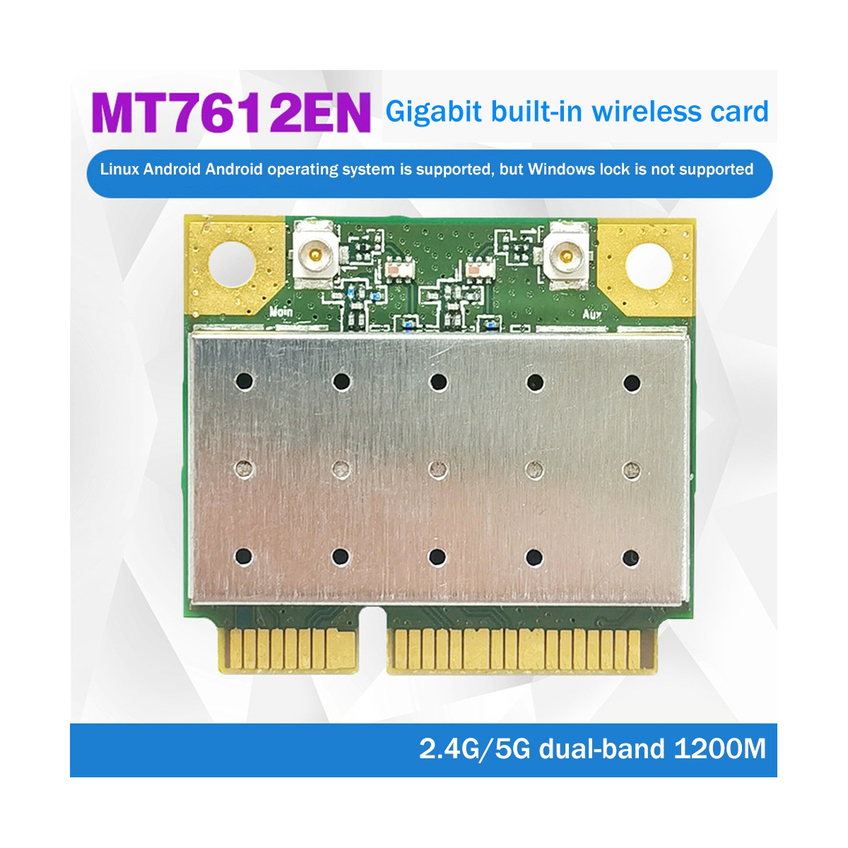 MT7612EN 2.4G 5G Dual Band Gigabit Built-in Wireless Card PCIE WIFI ...