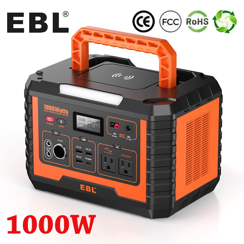 Portable Power Station 2000W Peak Solar Generator Camping Power Backup ...