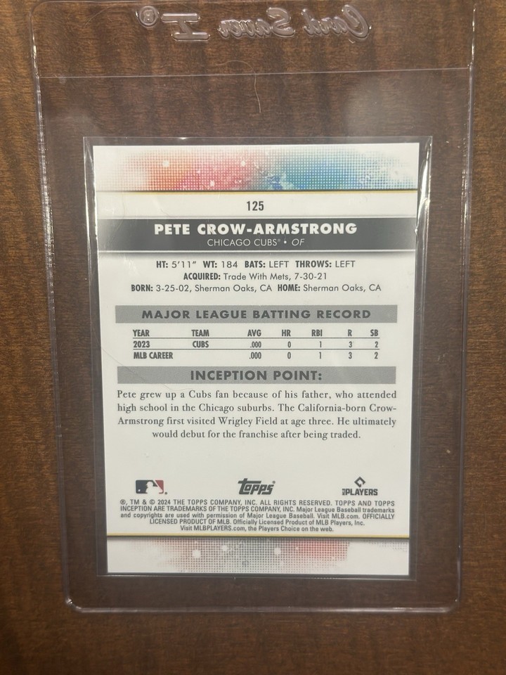 2024 Topps Inception Pete Crow-Armstrong Rookie Alpha SSP Cubs RC Very ...