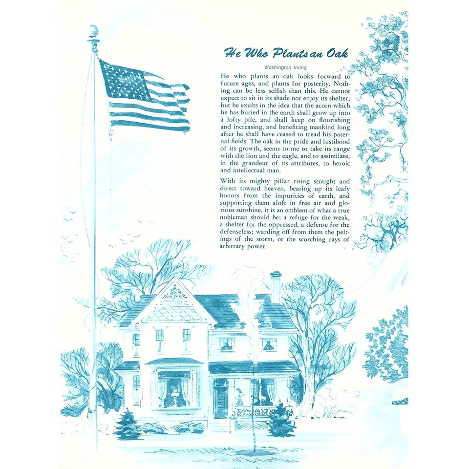 He Who Plants An Oak Washington Irving 1970s Poem Retro Kitsch Wall Art ...