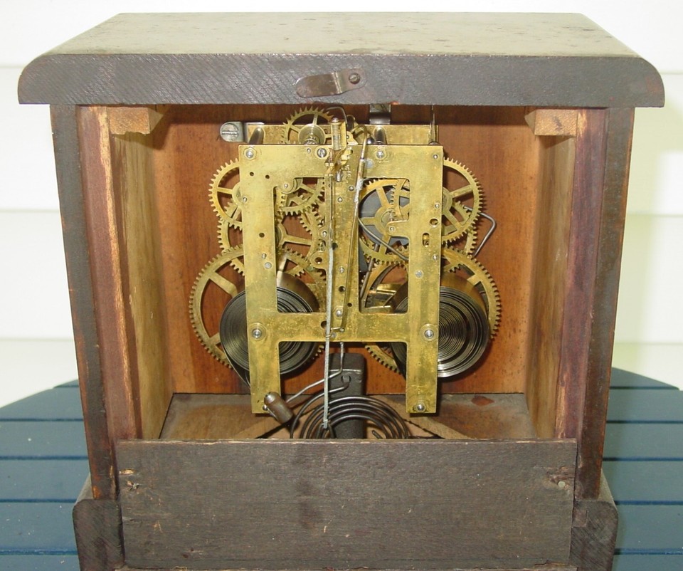 Antique Lovely Sessions Clock Co. Wooden Wind Up Pendulum Clock with ...