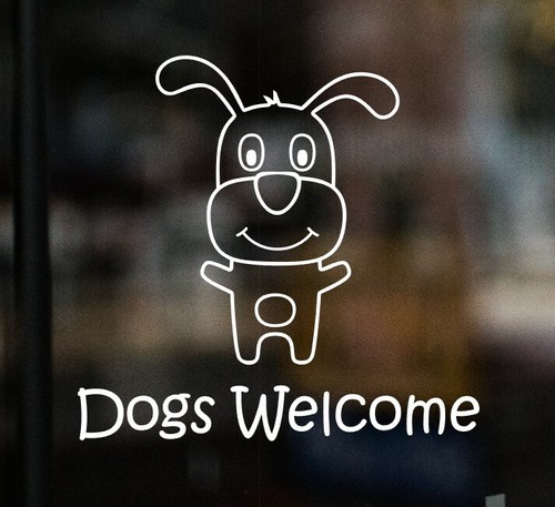 Dogs Welcome Shop Sign Window Glass Door Sticker Cafe Pub Pet Friendly ...