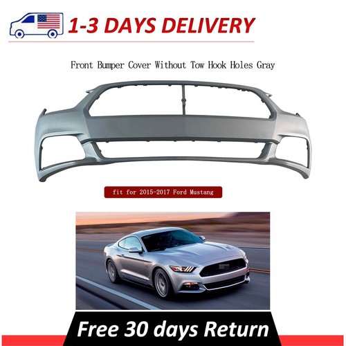 Front Bumper Cover W/o Tow Hook Holes Gray For 15-2017 Ford Mustang ...