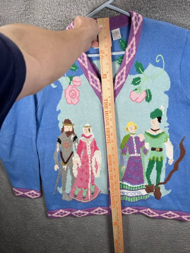 VTG Storybook Knits Sz L Fairy Tales Princess Style Cardigan Sweater ...