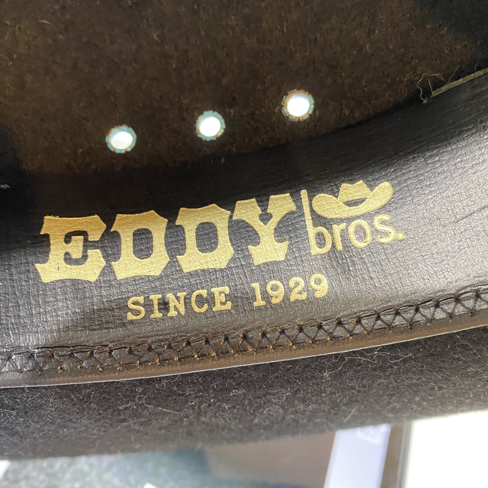 Eddy Bros Black Wool Felt Western Cowboy Hat Size 6 5/8 USA Made ...