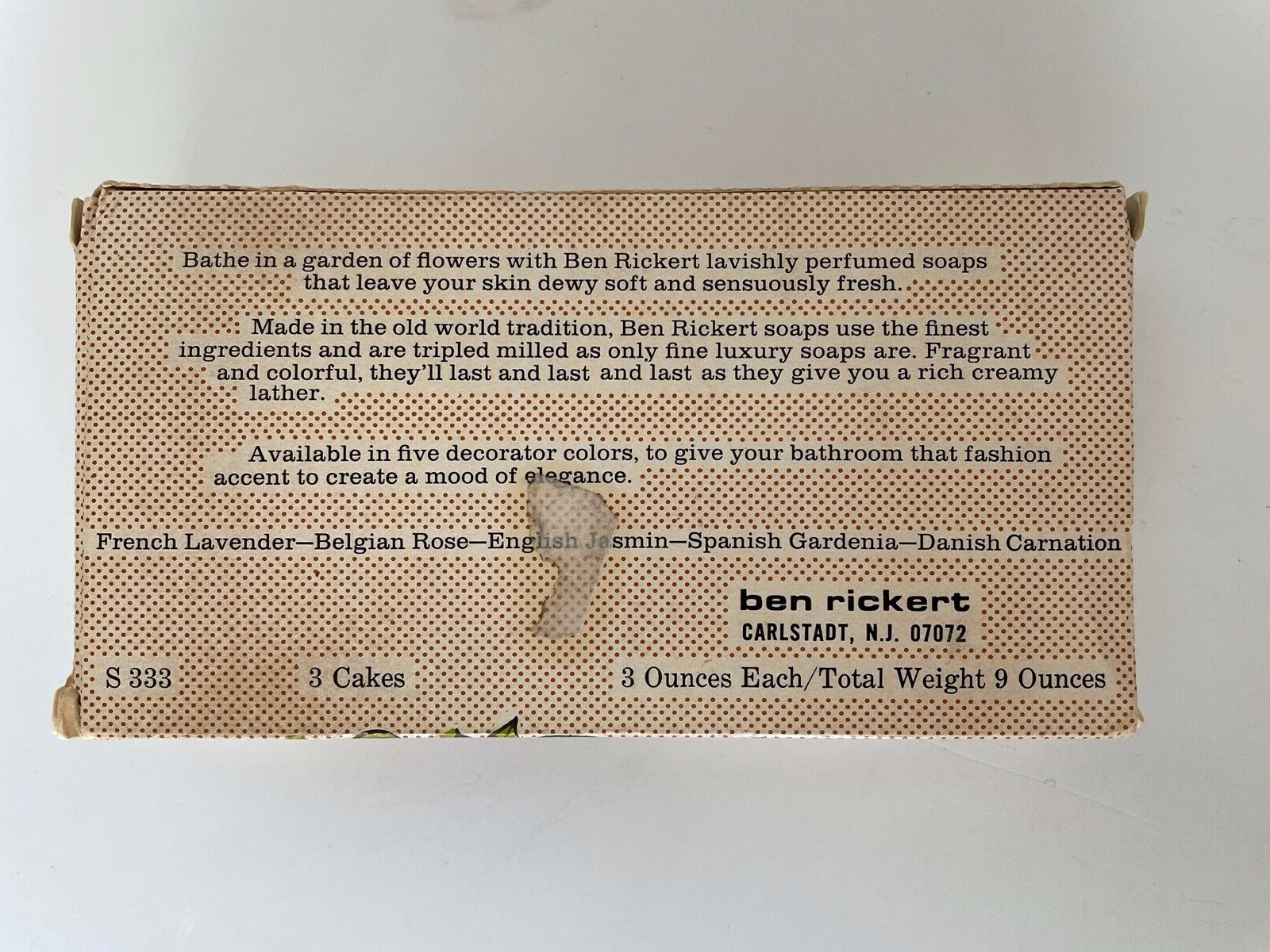 Set of 3 Ben Rickert Perfumed Soap French Lavender Belgian Rose Danish ...