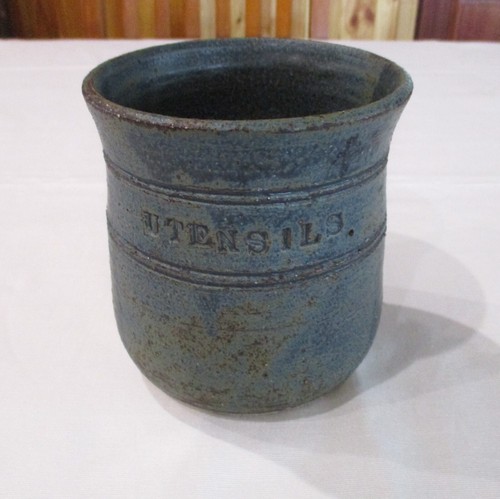 Rustic Vintage Matte Glazed Pottery 'UTENSILS' Holder Teal | eBay